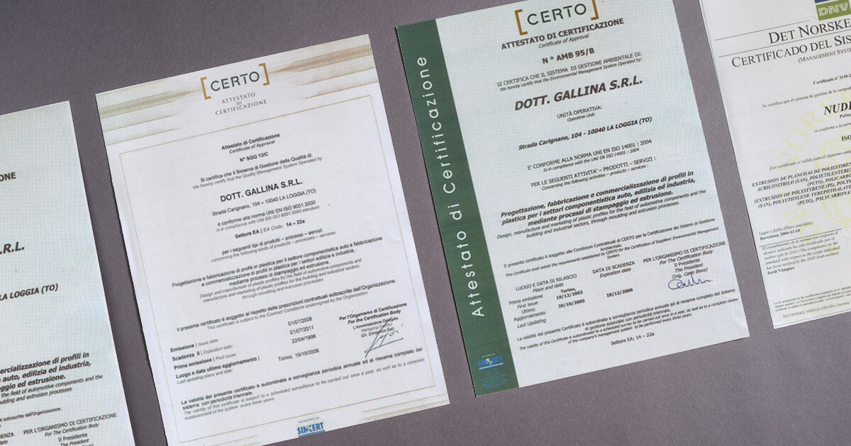 CERTIFICATIONS - G.BELLOS